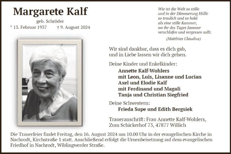 Anzeigen – Kruse Bestattungen